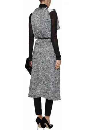 Roland Mouret Belted Frayed Tweed Vest
