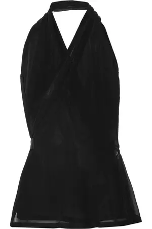 Rick Owens Silkchiffon Halterneck Wrap Top - Black
