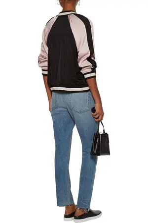 Joie Embroidered Satin Bomber Jacket