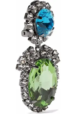 KENNETH JAY LANE Gunmetaltone Crystal Clip Earrings