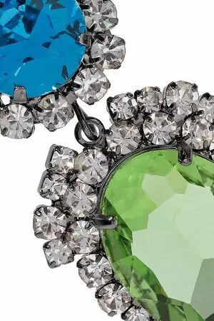 KENNETH JAY LANE Gunmetaltone Crystal Clip Earrings