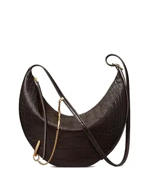 Tory Burch Pierced Embossed Leather Crossbody - Cocoa