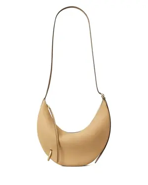 Tory Burch Pierced Nubuck Leather Crossbody Bag - Stone
