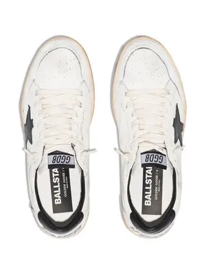 GOLDEN GOOSE Ball Star Leather Sneakers With Star Print - White