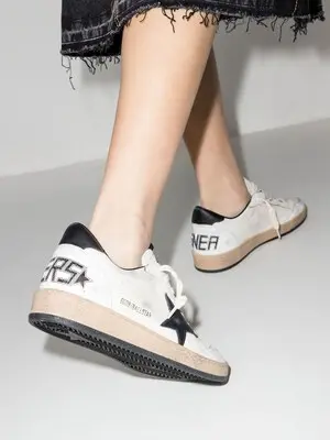 GOLDEN GOOSE Ball Star Leather Sneakers With Star Print - White