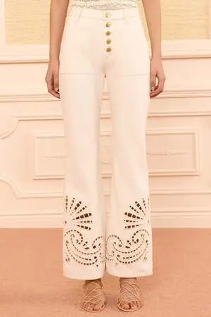 Ulla Johnson Lou Jean With Eyelet Embroidery - Cowrie