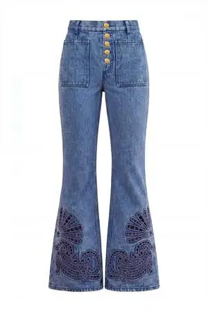 Ulla Johnson The Lou Jean With Eyelet Flare - River