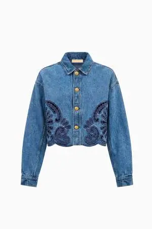 Ulla Johnson Bobbi Embroidered Denim Jacket - River