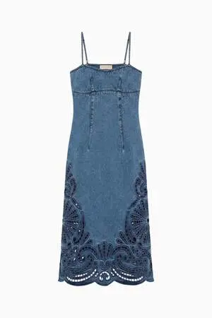 Ulla Johnson Jane Eyelet Denim Midi Dress - River