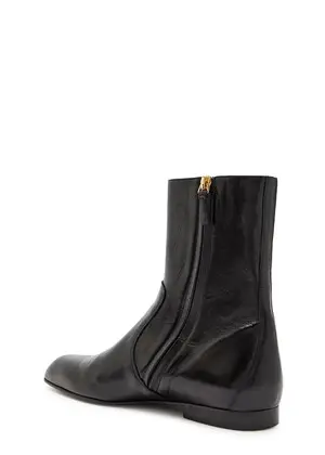 Khaite Leather Ankle Boots With Zip Fastening - Black