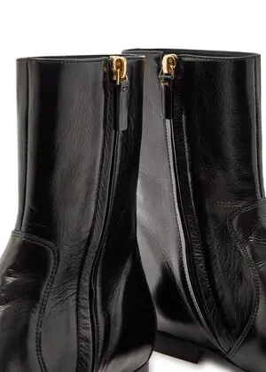 Khaite Leather Ankle Boots With Zip Fastening - Black