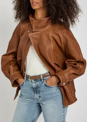 TOTEME Slim Leather Belt - Tan