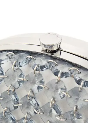 SELF-PORTRAIT Oval Crystal-embellished Satin Clutch With Tassels - Grey