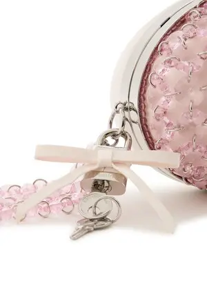 SELF-PORTRAIT Oval Crystal-embellished Satin Clutch - Pink