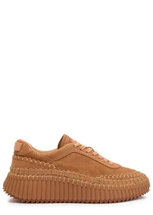 Chloé Suede Panelled Sneakers - Camel