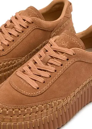 Chloé Suede Panelled Sneakers - Camel
