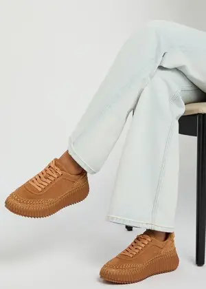 Chloé Suede Panelled Sneakers - Camel