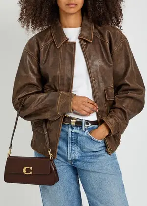 COACH Jet Leather Shoulder Bag - Brown