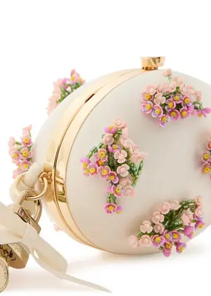 SELF-PORTRAIT Oval Floral Bead-embellished Satin Clutch