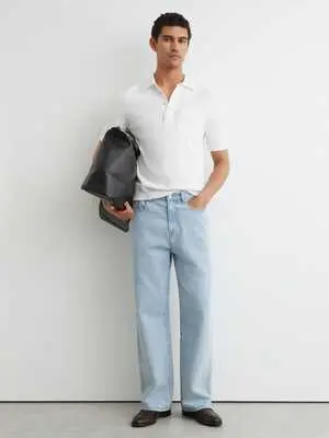 REISS Selkirk Cotton Knit Concealed-placket Polo - White