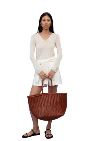 HYER GOODS Leather Mercato Woven Tote