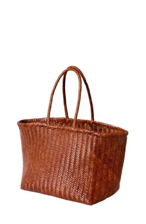 HYER GOODS Leather Mercato Woven Tote