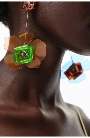 Bimba Y Lola Flower Resin Statement Earrings