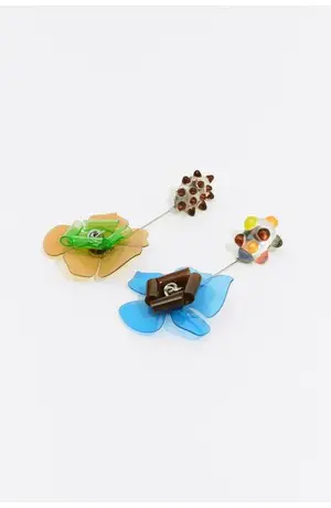 Bimba Y Lola Flower Resin Statement Earrings