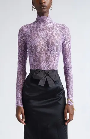 Valentino Garavani Sheer Lace Bodysuit - Purple