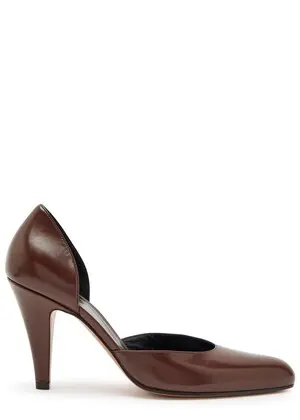 THE ROW Ornella D'orsay 95 Leather Pumps - Brown