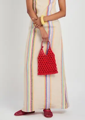 Staud Karla Leather And Wooden-bead Top Handle Bag