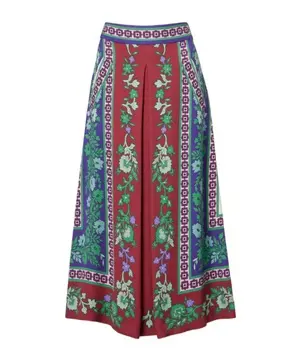 La DoubleJ Santa Monica Printed Satin Midi Skirt - Multicolor