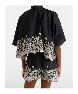 La DoubleJ Embroidered Pattern Short Cotton Cover-up