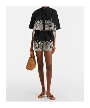 La DoubleJ Embroidered Pattern Short Cotton Cover-up