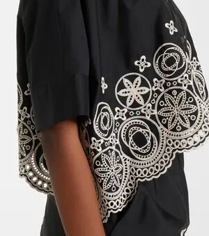 La DoubleJ Embroidered Pattern Short Cotton Cover-up