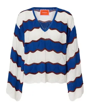 La DoubleJ Hang Ten Striped Cotton-blend Top - White