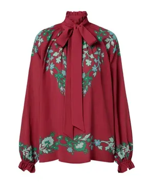 La DoubleJ Cerere Floral Satin Blouse - Red