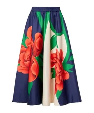 La DoubleJ Ballerina Floral Cotton Midi Skirt - Multicolor