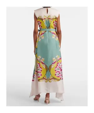 La DoubleJ Printed Silk Satin Midi Dress