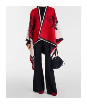La DoubleJ Soul Floral Wool And Silk Poncho