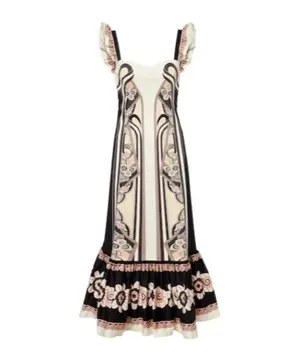 La DoubleJ Gingerbread Printed Cotton-blend Midi Dress - Nude