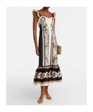 La DoubleJ Gingerbread Printed Cotton-blend Midi Dress