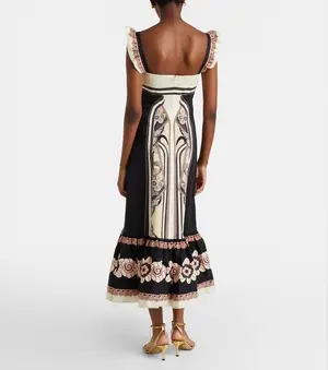 La DoubleJ Gingerbread Printed Cotton-blend Midi Dress