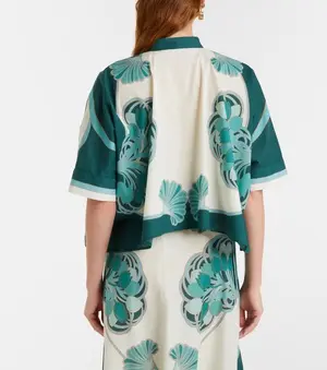 La DoubleJ Foulard Printed Cotton Muslin Cropped Shirt
