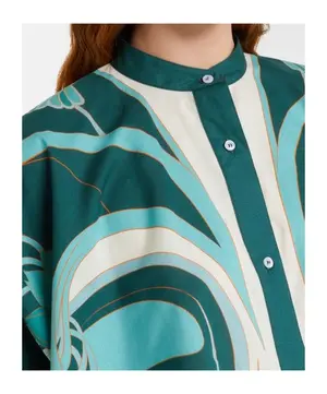 La DoubleJ Foulard Printed Cotton Muslin Cropped Shirt