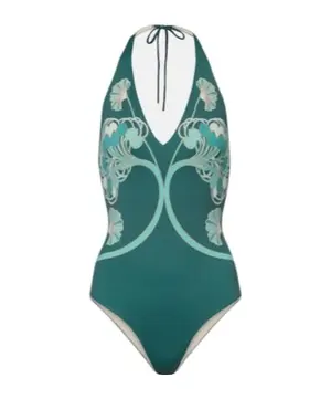La DoubleJ Printed Halterneck Swimsuit - Blue