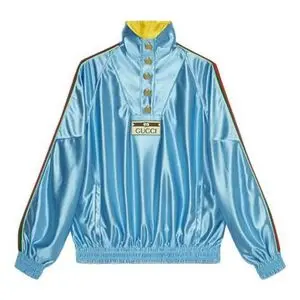 Gucci Shiny Jersey Sweatshirt With Web Detail - Light Blue