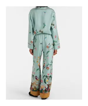 La DoubleJ Printed Silk Twill Wide-leg Pants