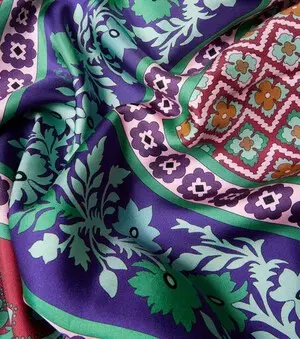 La DoubleJ Fringed Printed Silk Twill Scarf