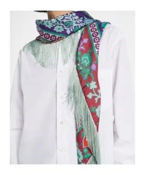La DoubleJ Fringed Printed Silk Twill Scarf